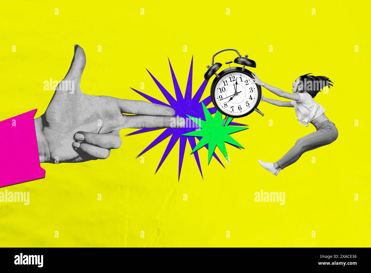 Trend artwork sketch image composite 3D collage of huge clock time ...