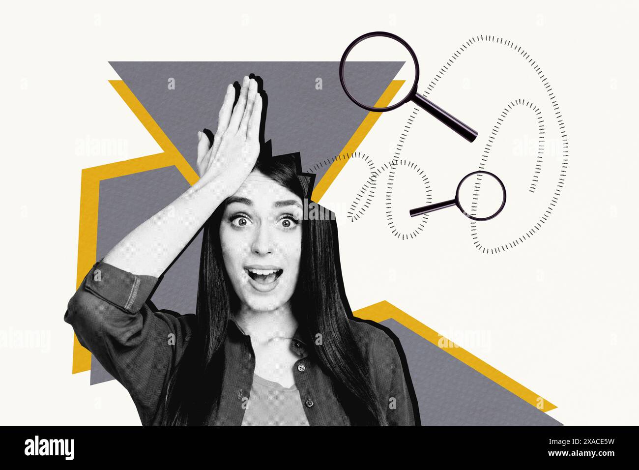 Sketch image trend artwork photo collage of black white silhouette ...