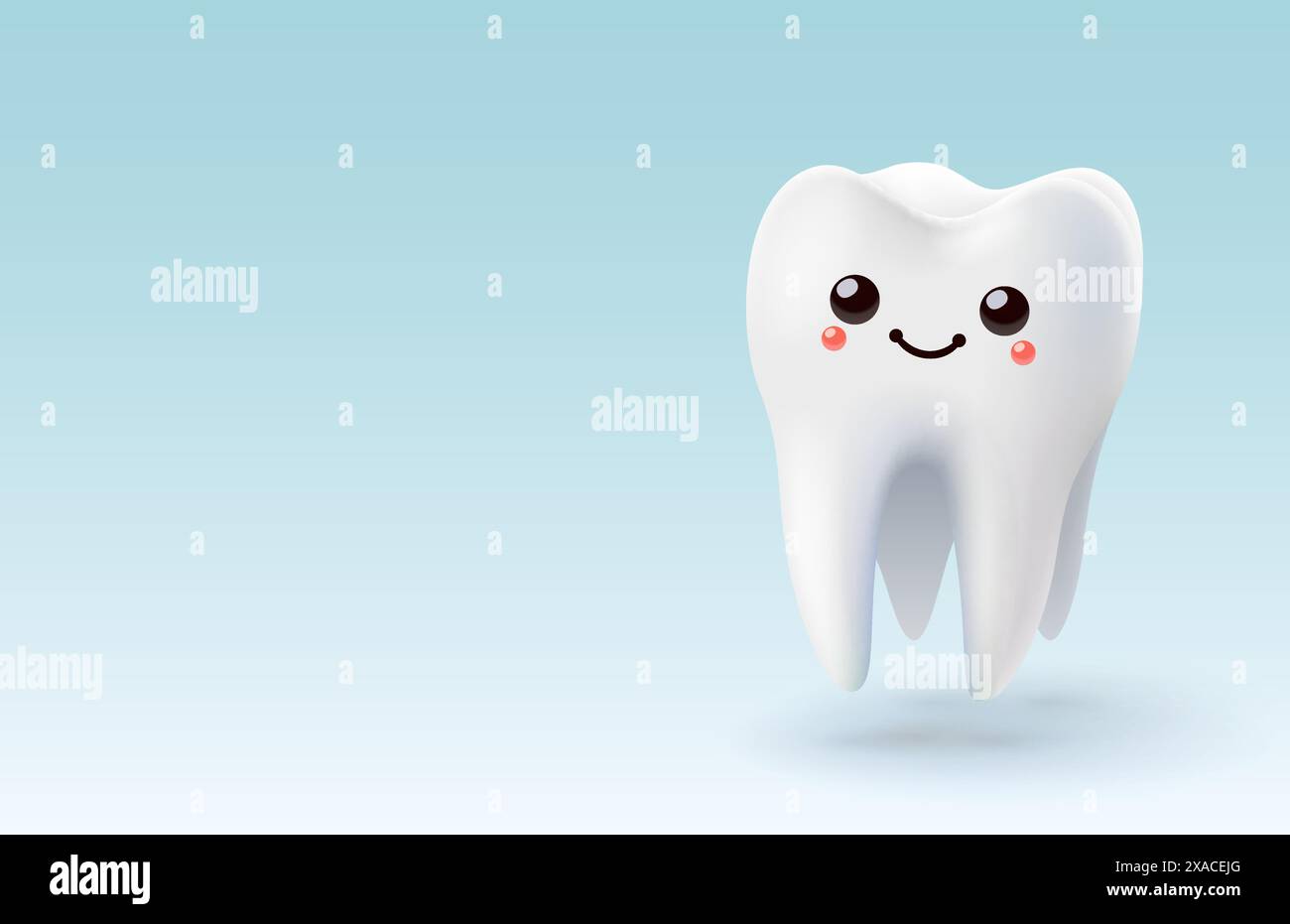 Tooth emoji white, 3D illustration of a tooth on a light background ...