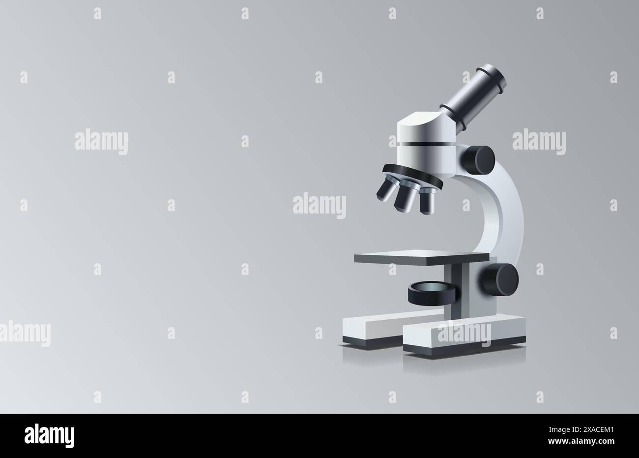 Microscope on a gray background, studying and examining samples. Vector ...