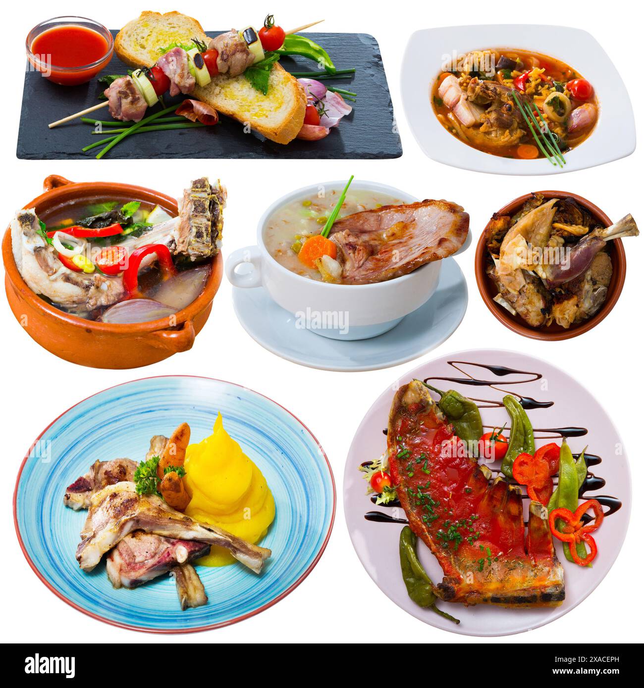 Set of lamb dishes isolated Stock Photo - Alamy