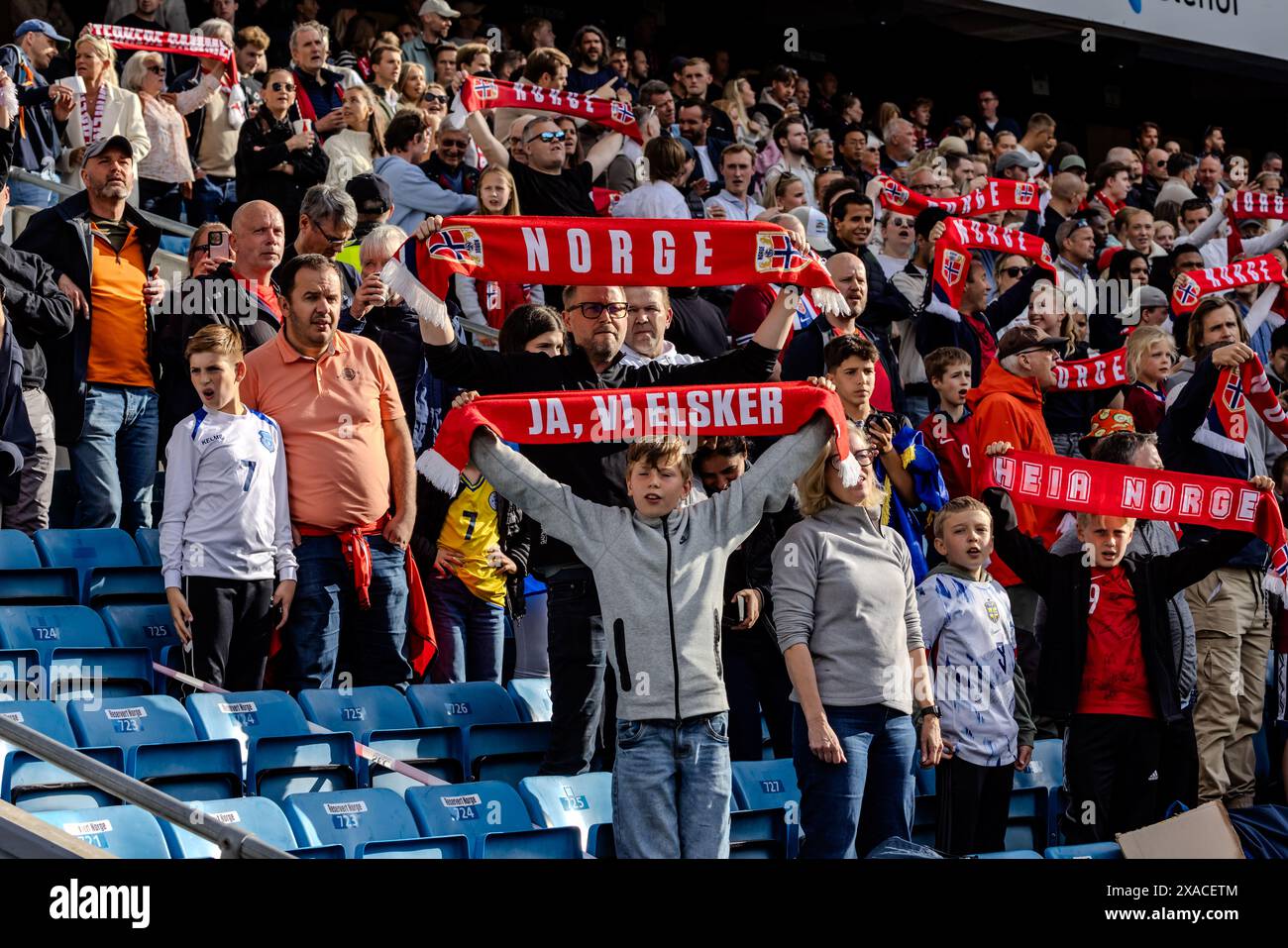 Oslo, Norway. 05th June, 2024. Football fans of Norway seen on the ...