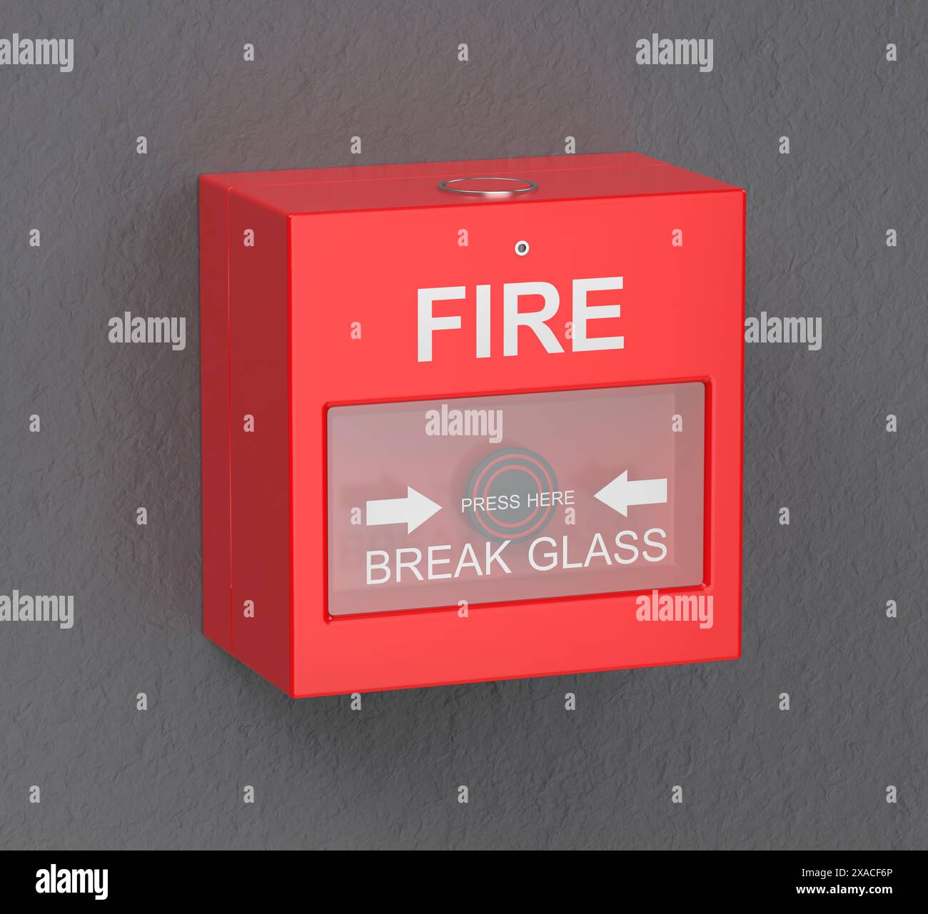 Fire alarm box on gray wall Stock Photo - Alamy