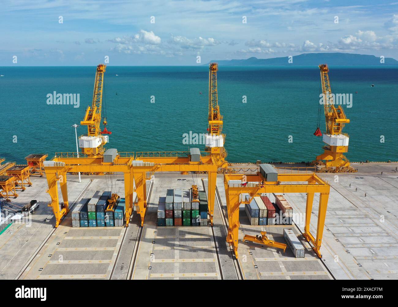 Kampot. 5th June, 2024. An aerial drone photo taken on June 5, 2024 ...