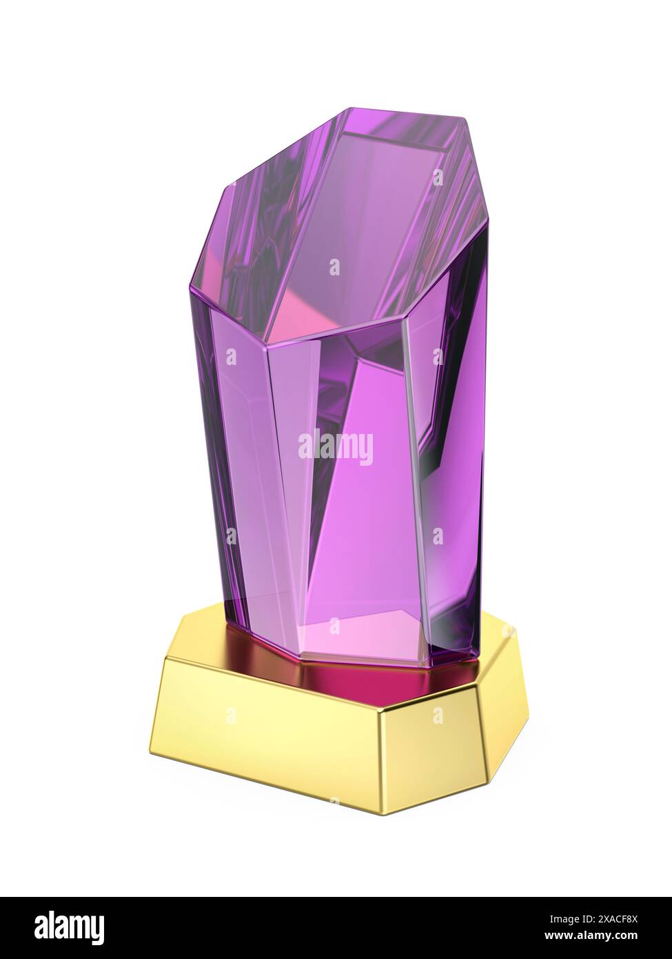 Purple obelisk crystal trophy on golden base Stock Photo - Alamy