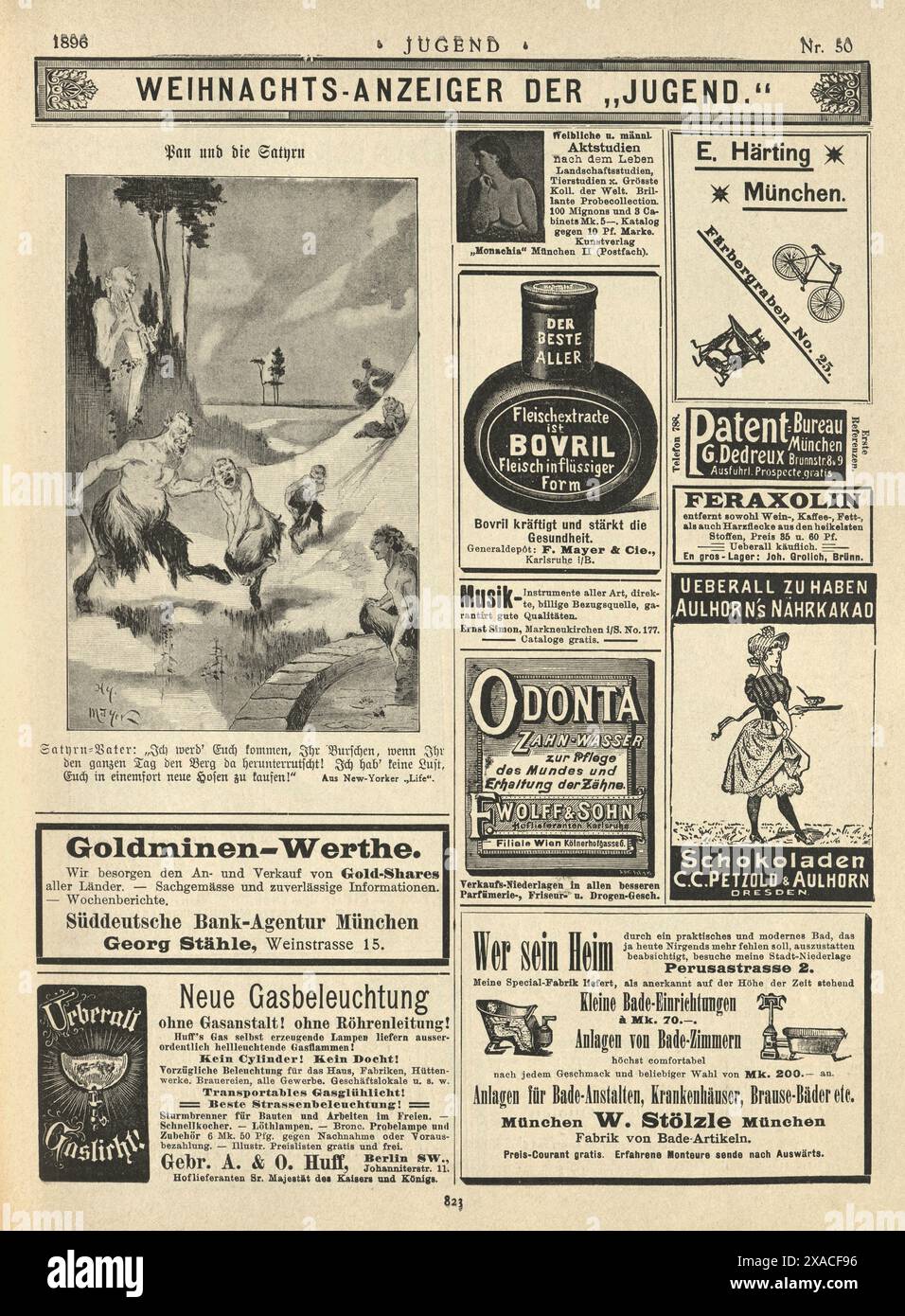 Page of old German newspaper adverts, 1890s, 19th Century, bovril Stock ...
