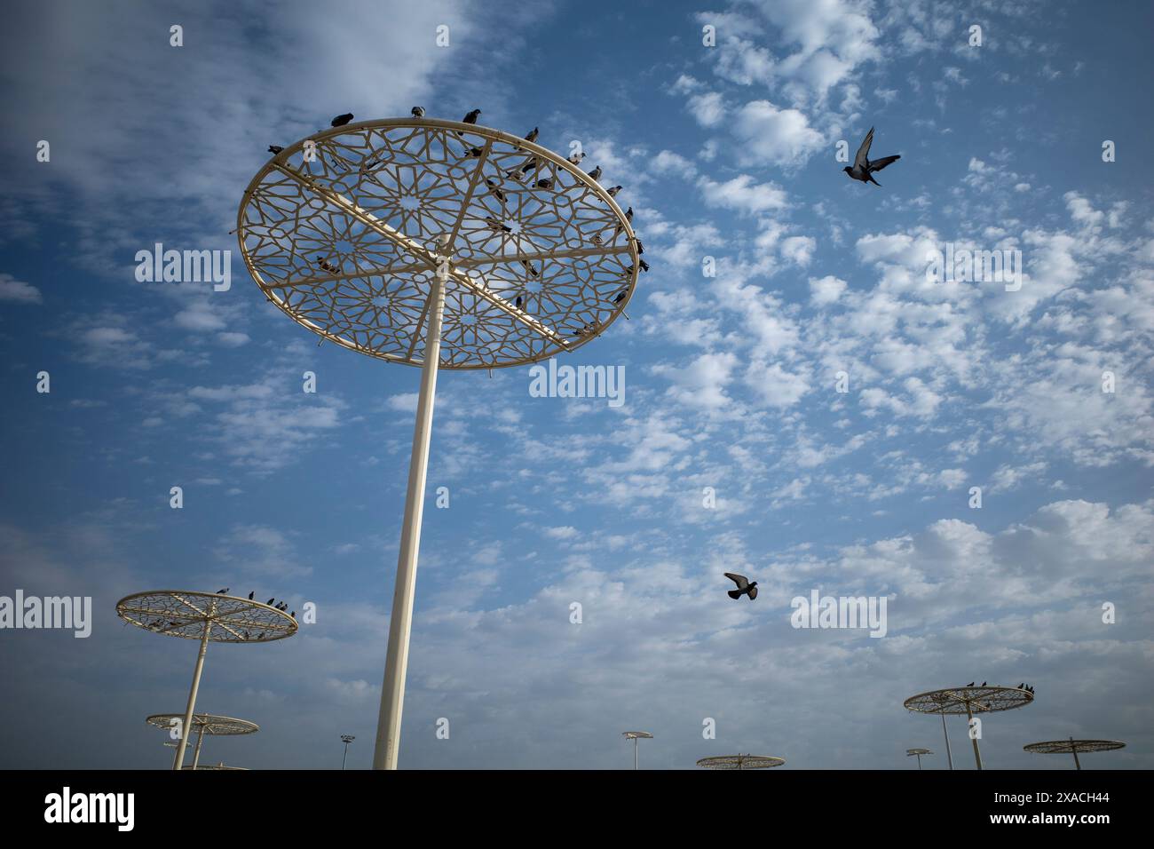 Iron circles for doves to perch at Mount Arafat (or Jabal Rahmah) in ...