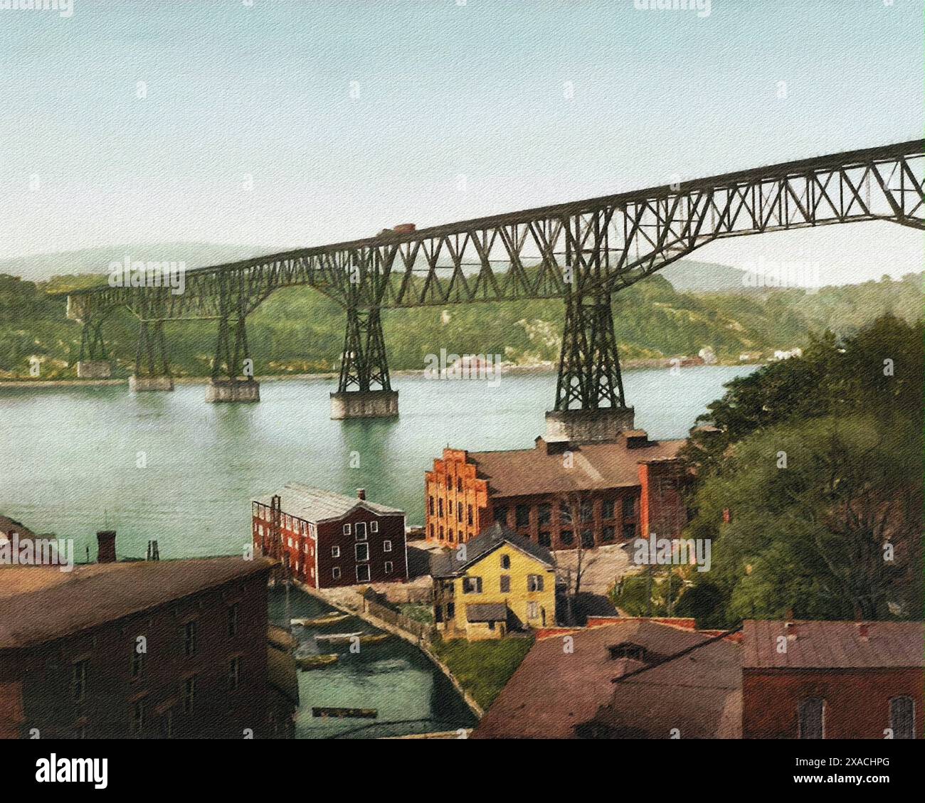 Poughkeepsie Bridge, Poughkeepsie, Dutchess County, New York 1904 Stock ...