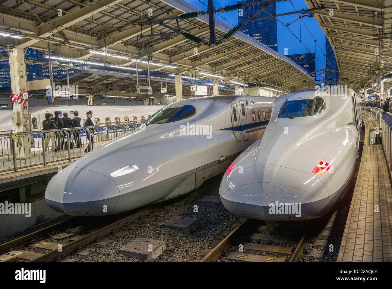 Two bullet trains, Shinkanzen train station, Tokyo, Honshu, Japan, Asia ...