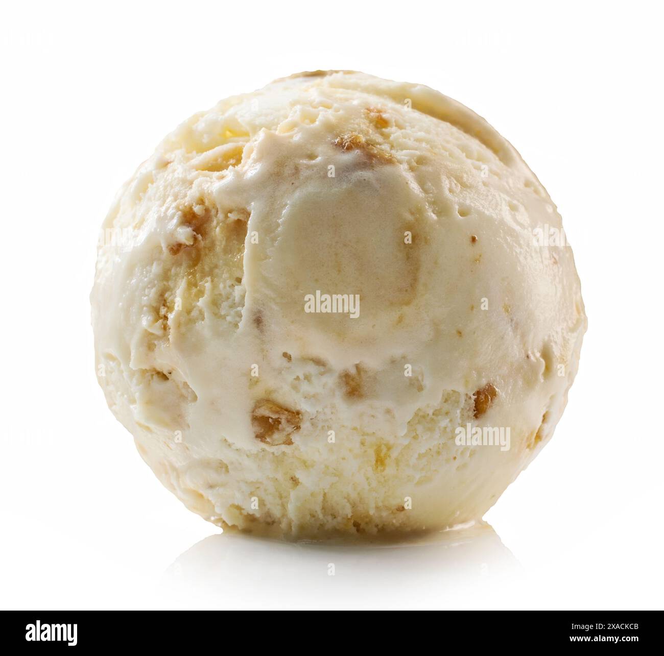 maple syrup and walnut ice cream ball isolated on white background ...