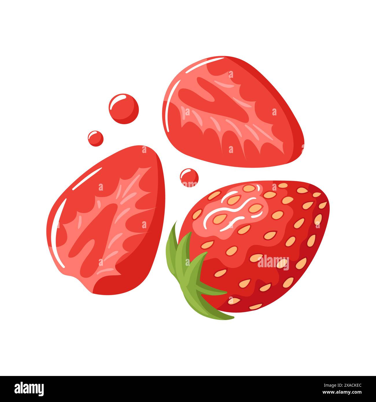 Strawberry vector. Sweet red fruit cut in half for a refreshing summer ...