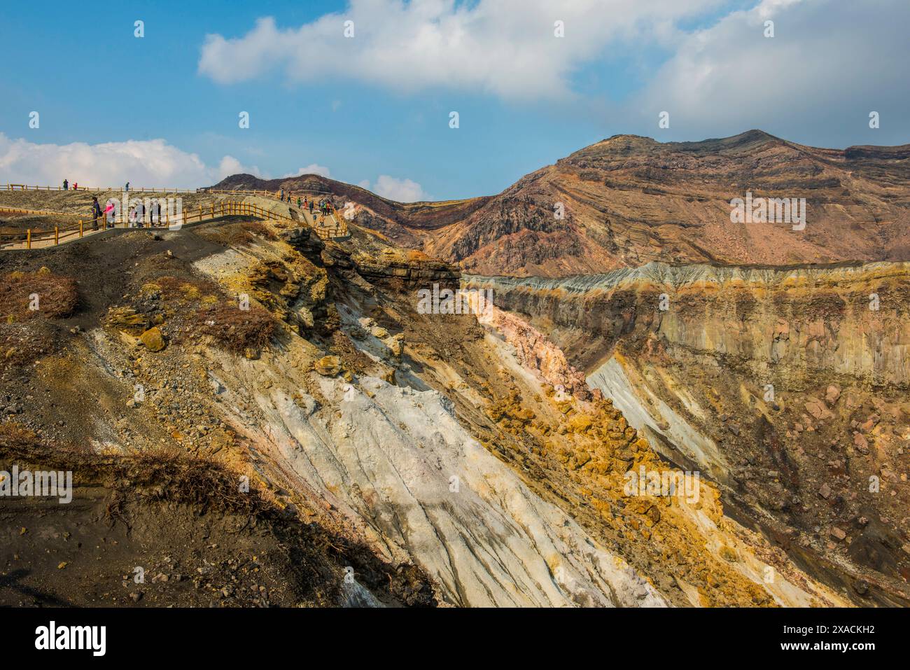 Crater rim on Mount Naka active volcano, Mount Aso, Kyushu, Japan, Asia ...