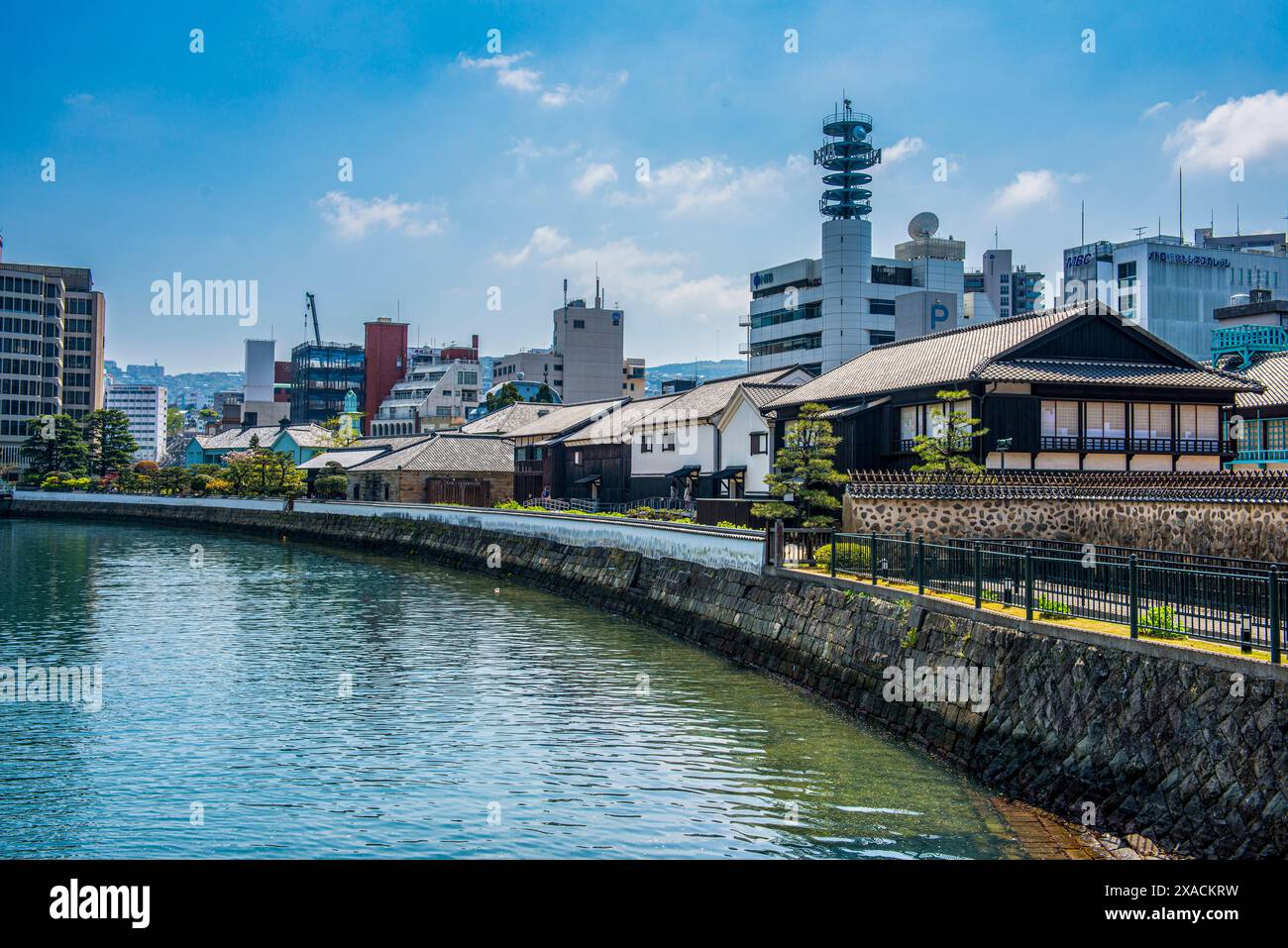 Colonial buildings in Dejima, a man made island in the port of Nagasaki ...
