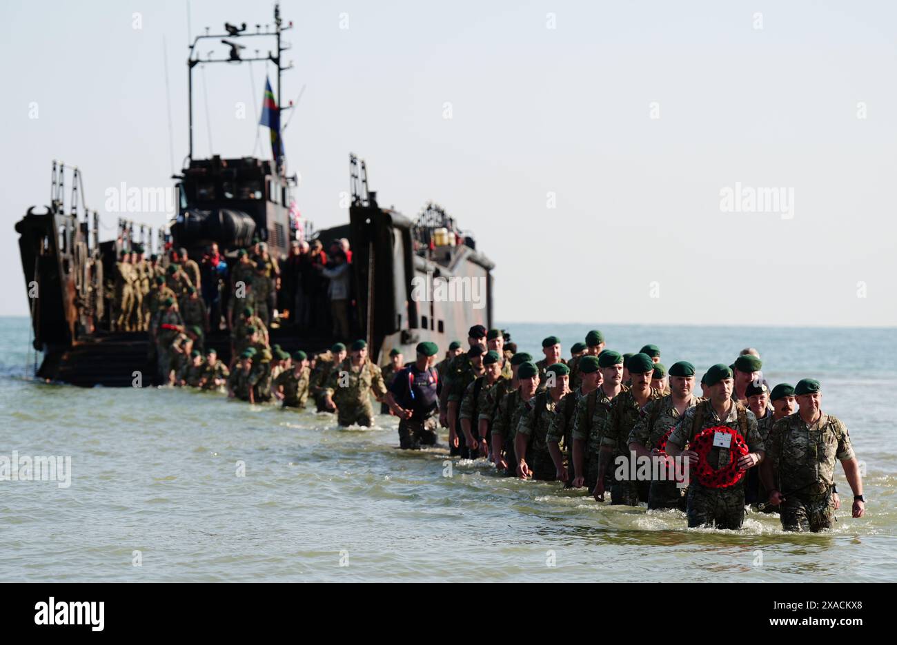 A beach landing by the Royal Marines of 47 Commando at Asnelles before their annual 'yomp' to ...