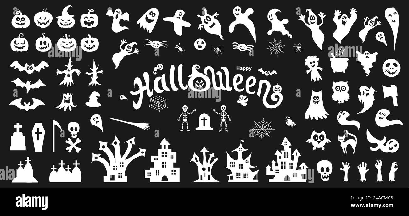 Big set of silhouettes of Halloween Stock Vector Image & Art - Alamy