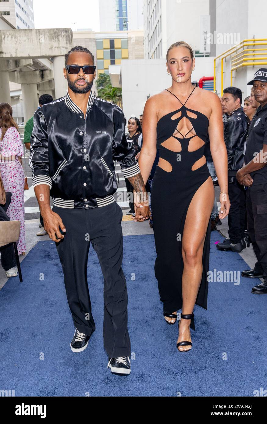 MIAMI, FLORIDA - JUNE 05: Patty Mills and Alyssa Mills attend the "Bad Boys: Ride Or Die" Miami ...