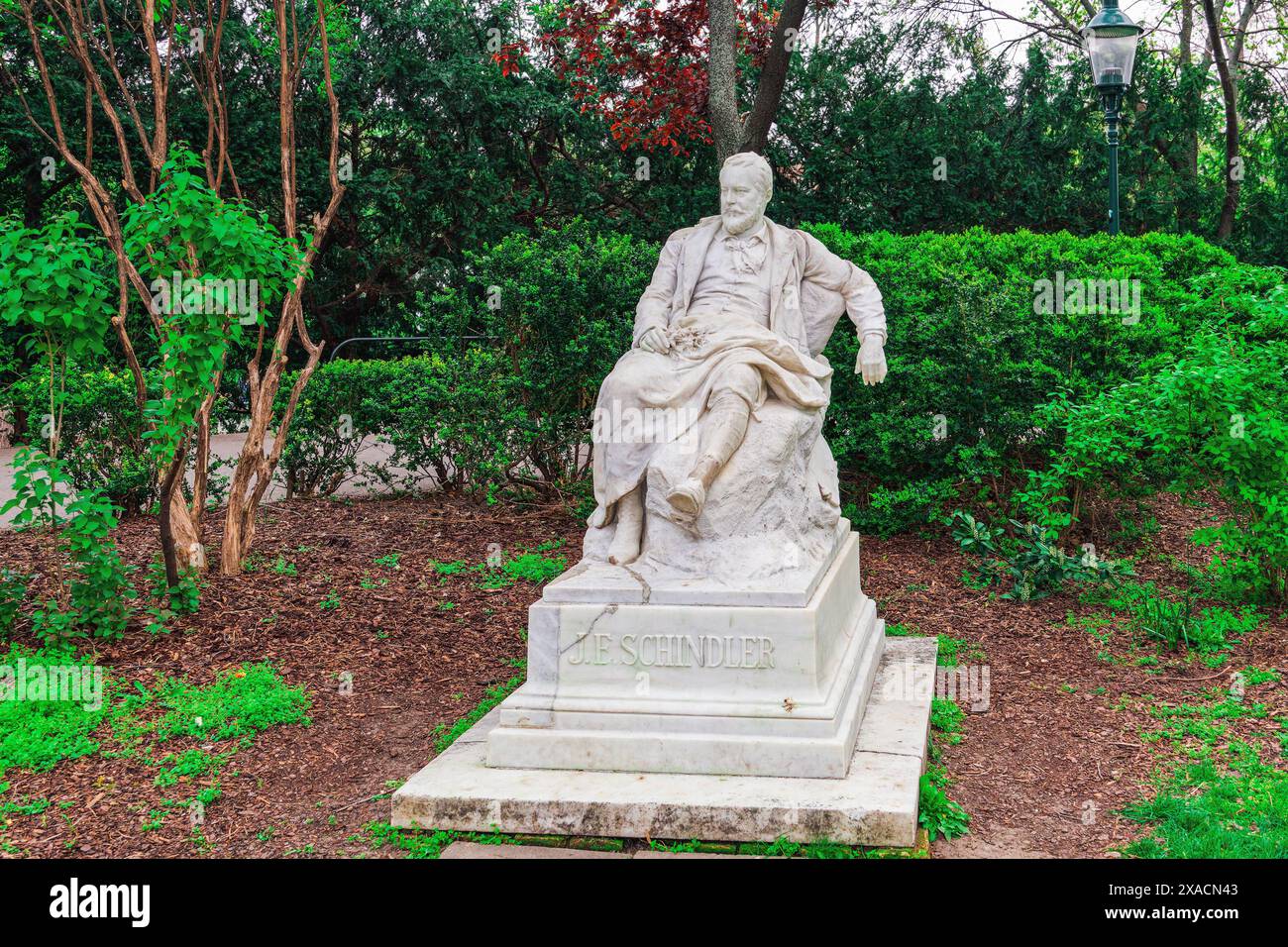 Statue of Austrian landscape painter Emil Jakob Schindler in Stadtpark ...