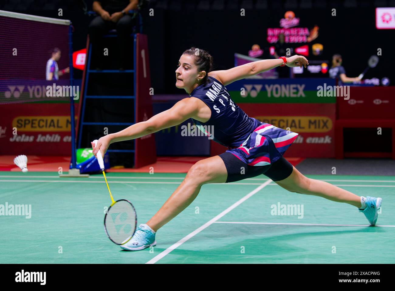 Carolina Marin of Spain in action during the singles match on day two ...