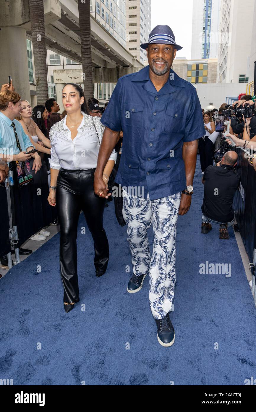 MIAMI, FLORIDA - JUNE 05: Mariona Bosca and Alonzo Mourning attend the ...