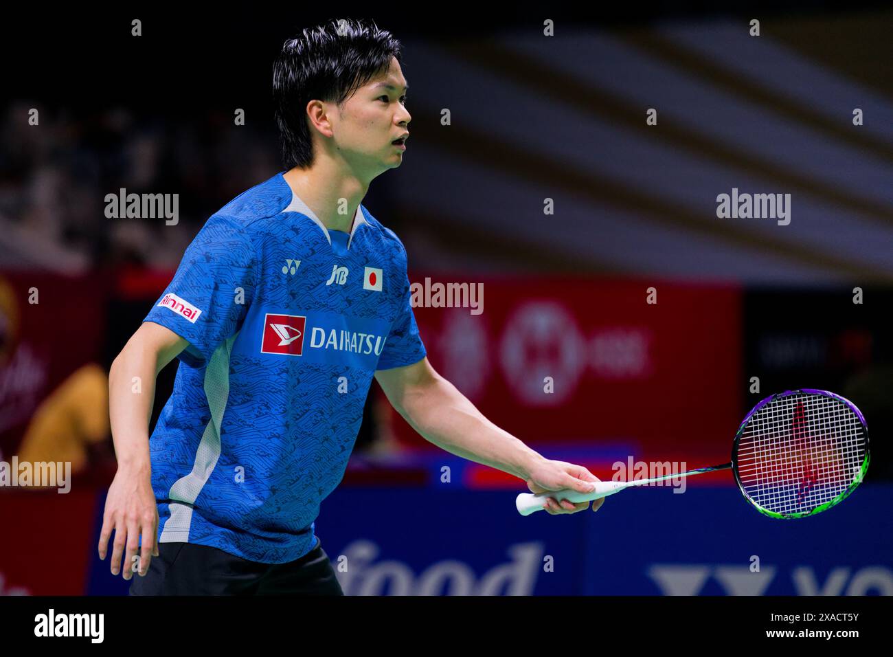 Yuta Watanabe of Japan in action during the mixed doubles match on day two of the Kapal Api ...