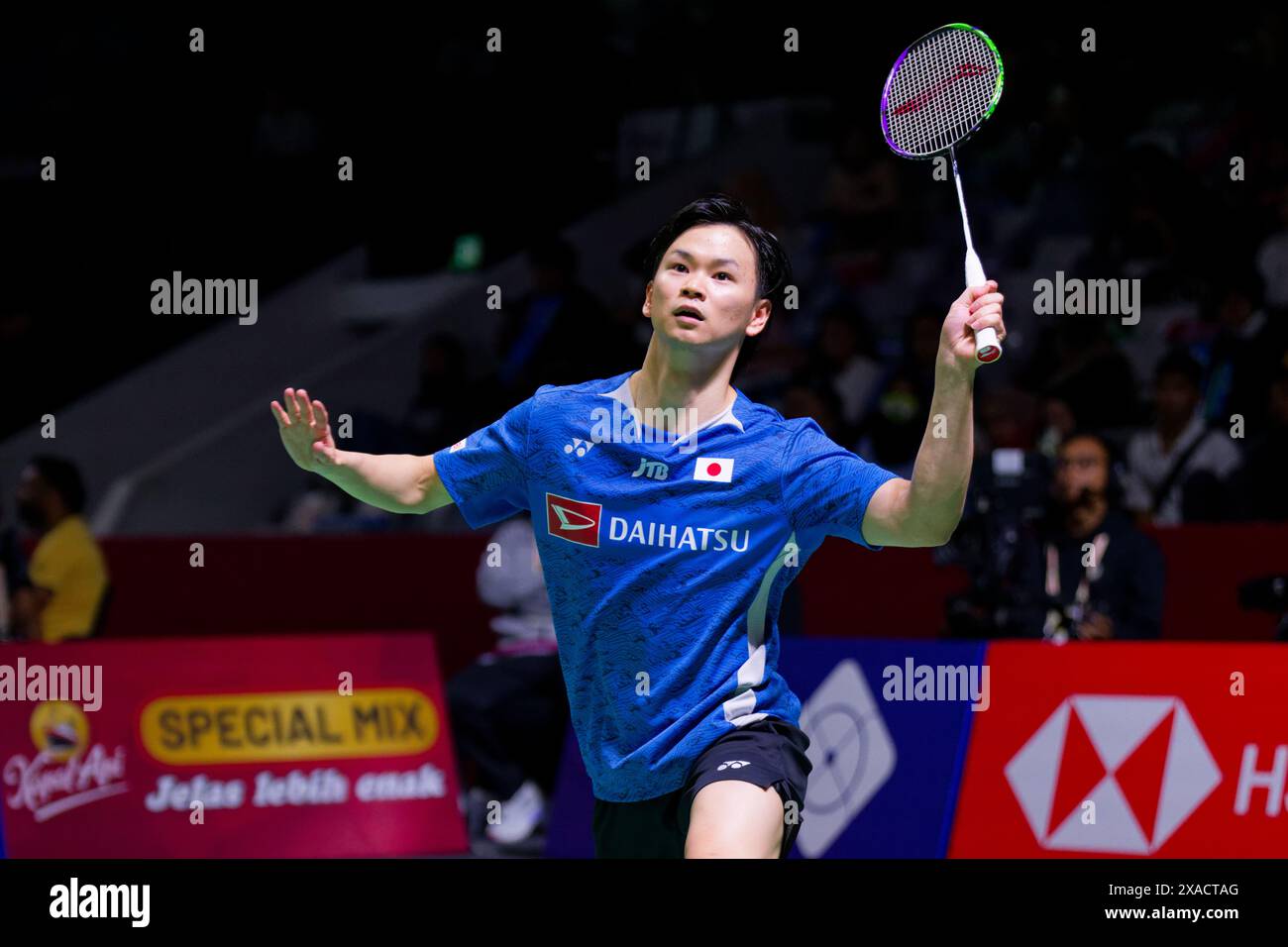 Yuta Watanabe of Japan in action during the mixed doubles match on day two of the Kapal Api ...