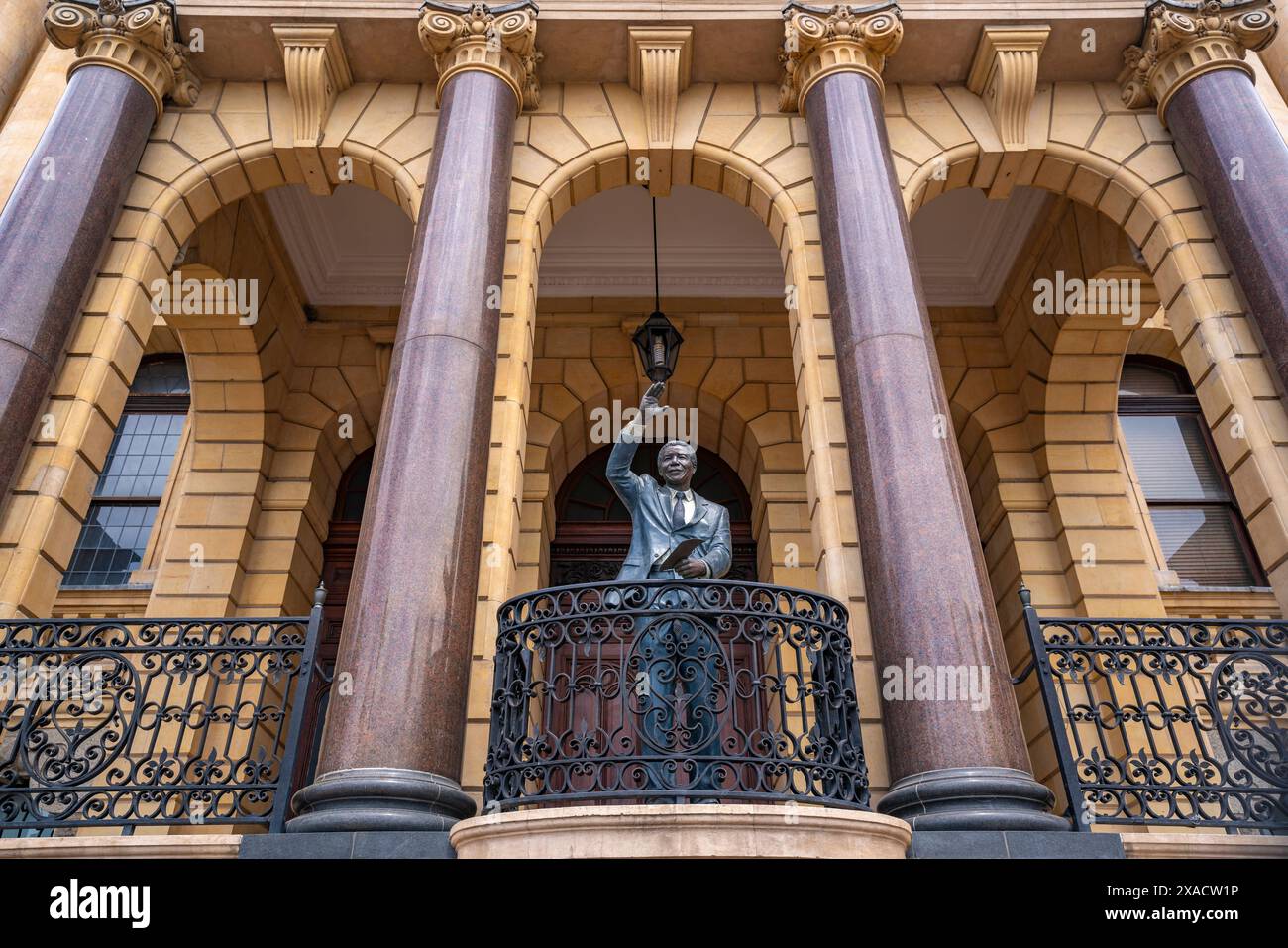 View of Nelson Mandela statue at Cape Town City Hall, Grand Parade ...