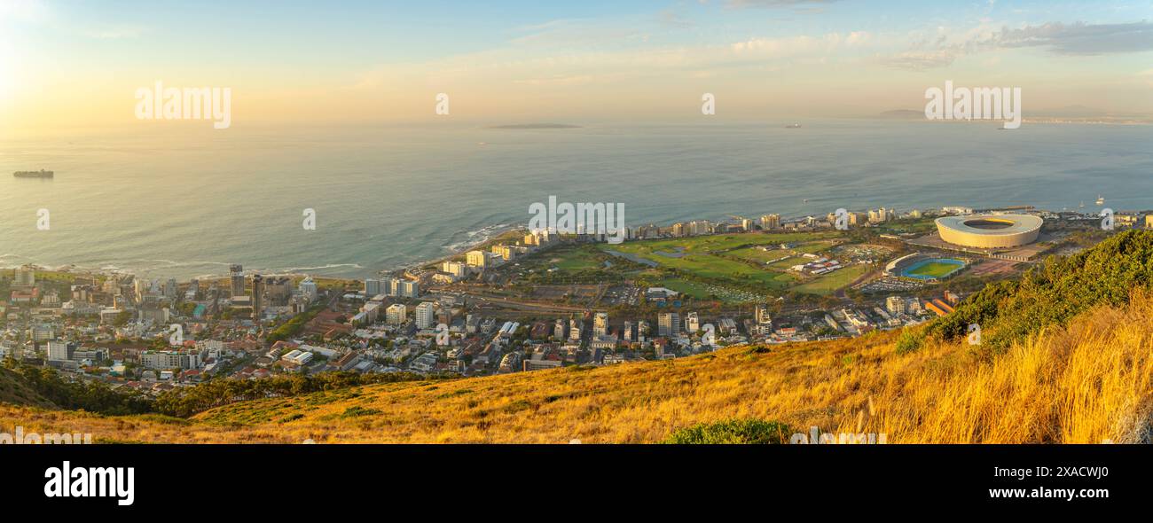 View of Sea Point and DHL Stadium in Cape Town from Signal Hill at ...