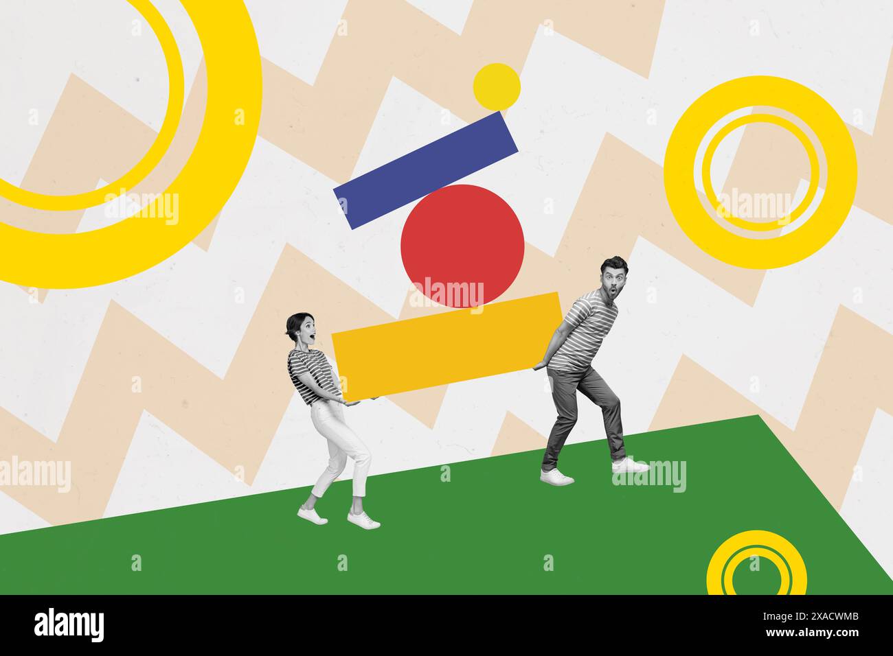 Composite sketch image trend artwork photo collage of workspace two ...