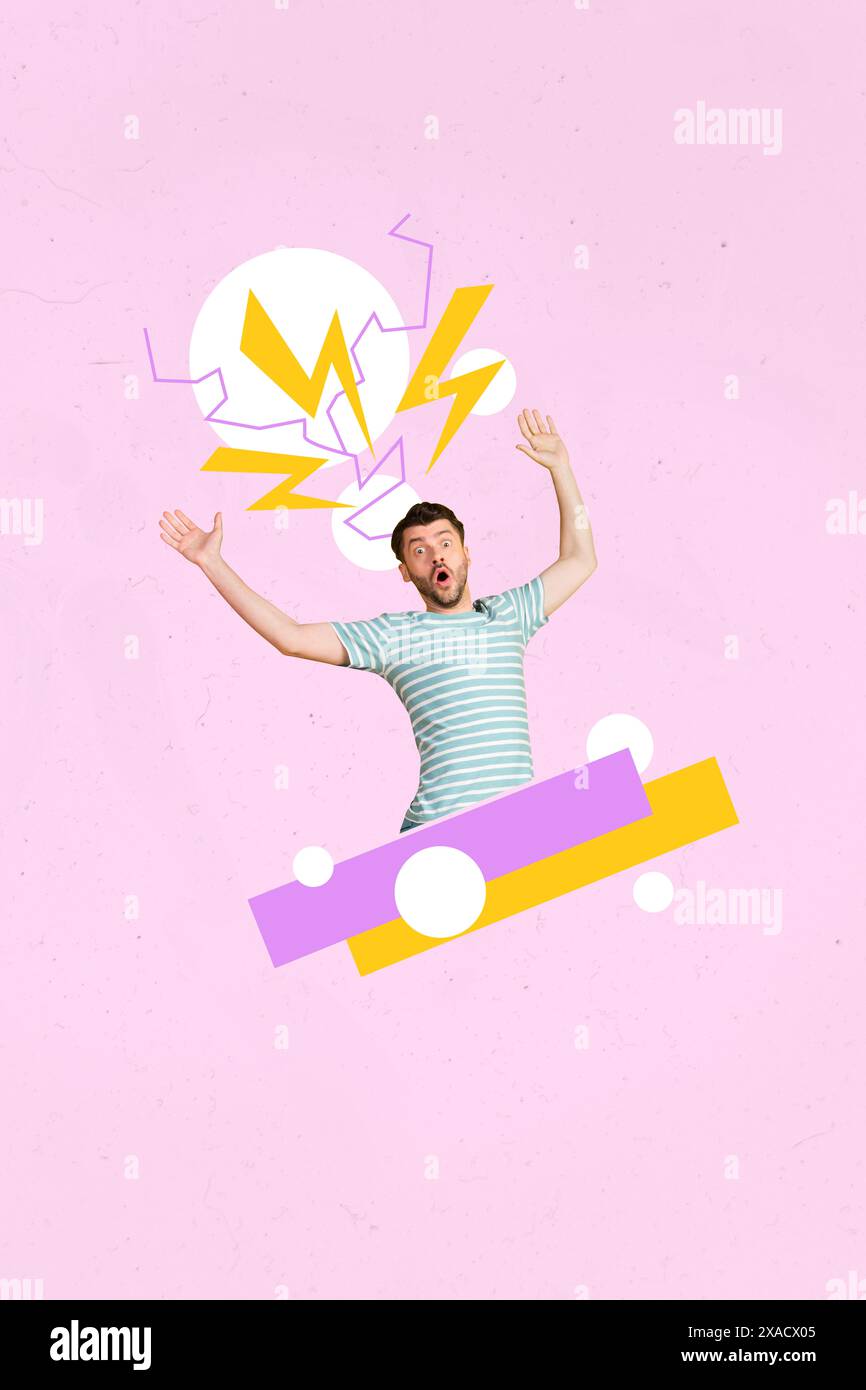 3D photo collage composite artwork sketch image of space line circle ...