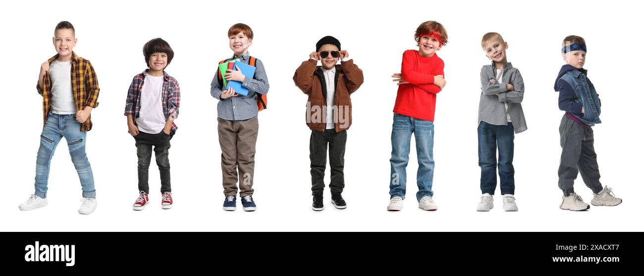 Group of different adorable children on white background Stock Photo ...