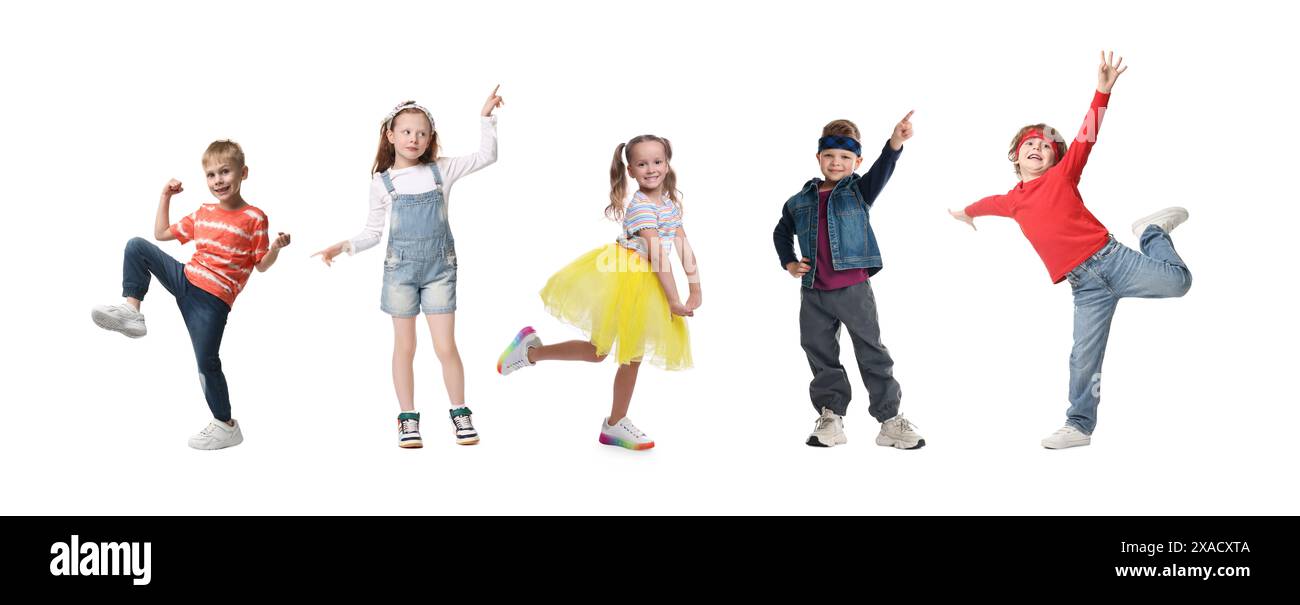Group of different adorable children on white background Stock Photo ...