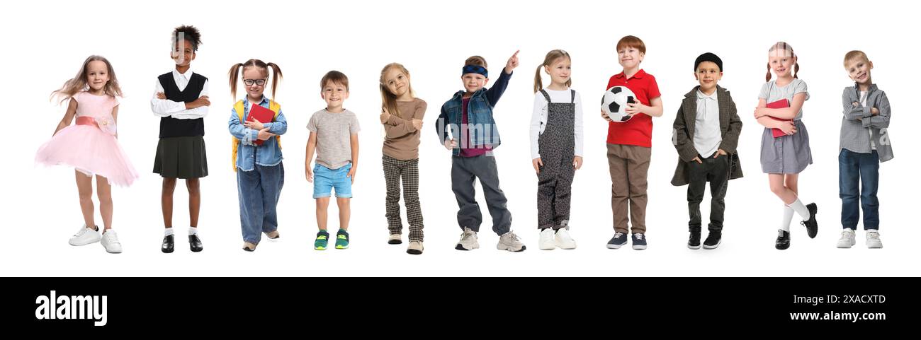Group of different adorable children on white background Stock Photo ...