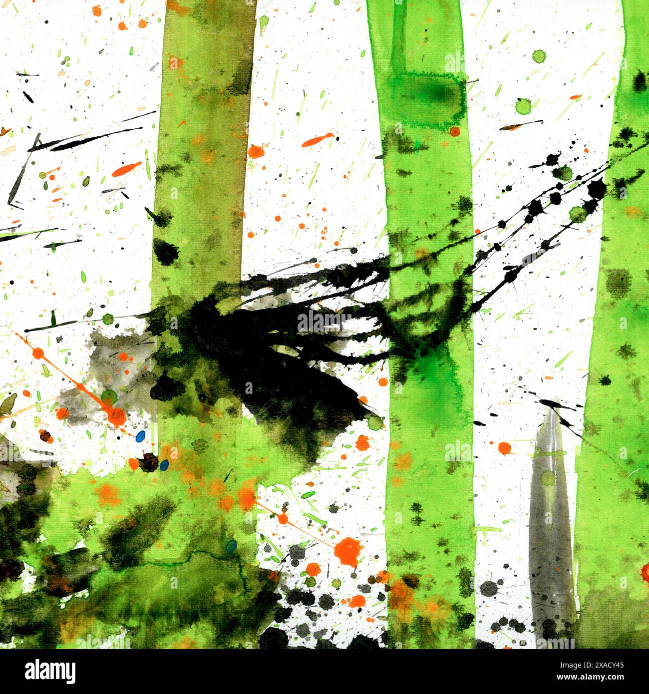 Watercolor Vibrant and modern artwork featuring dynamic green and black ...