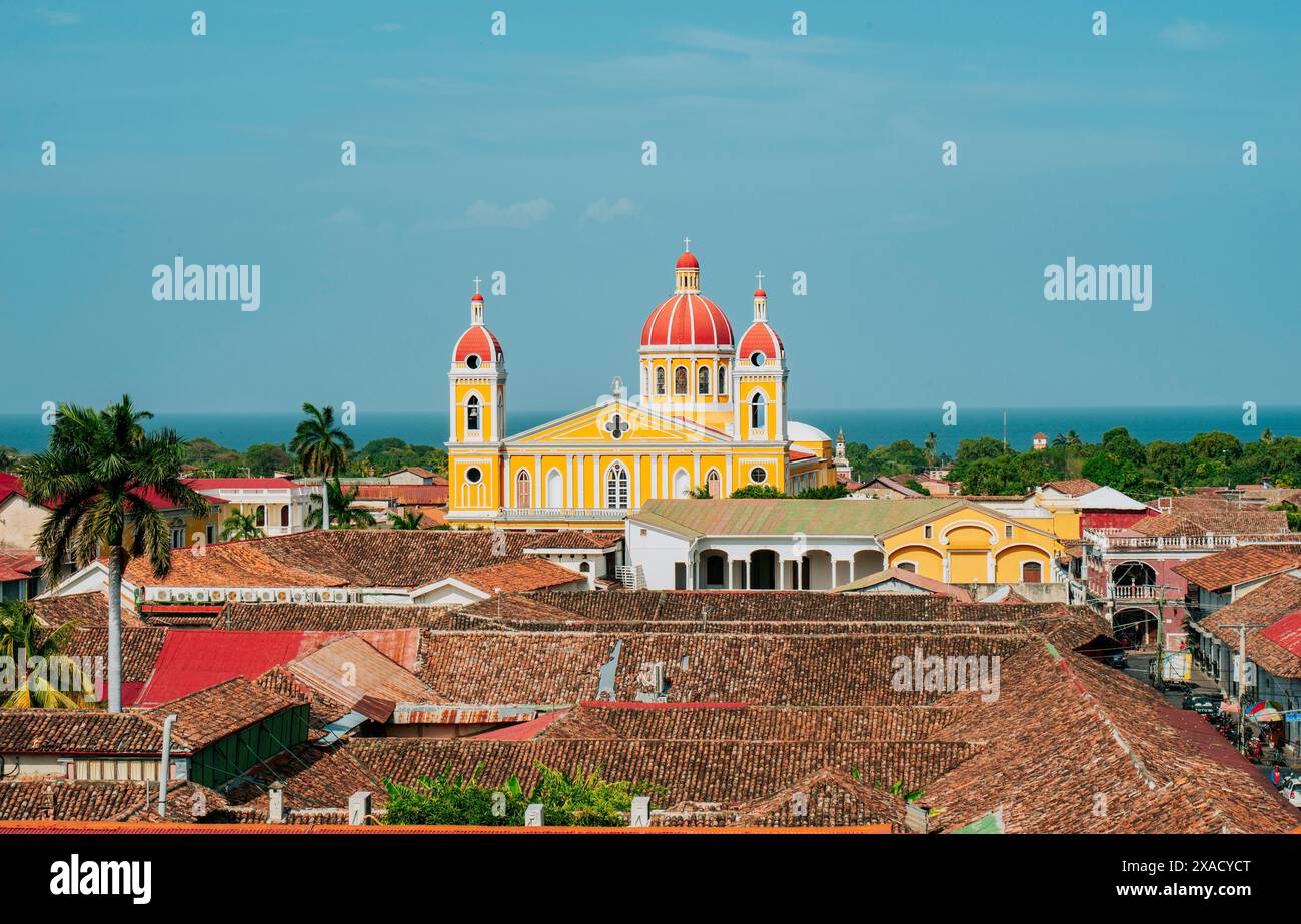 Beautiful colonial cathedral of Granada seen from the viewpoint of the ...
