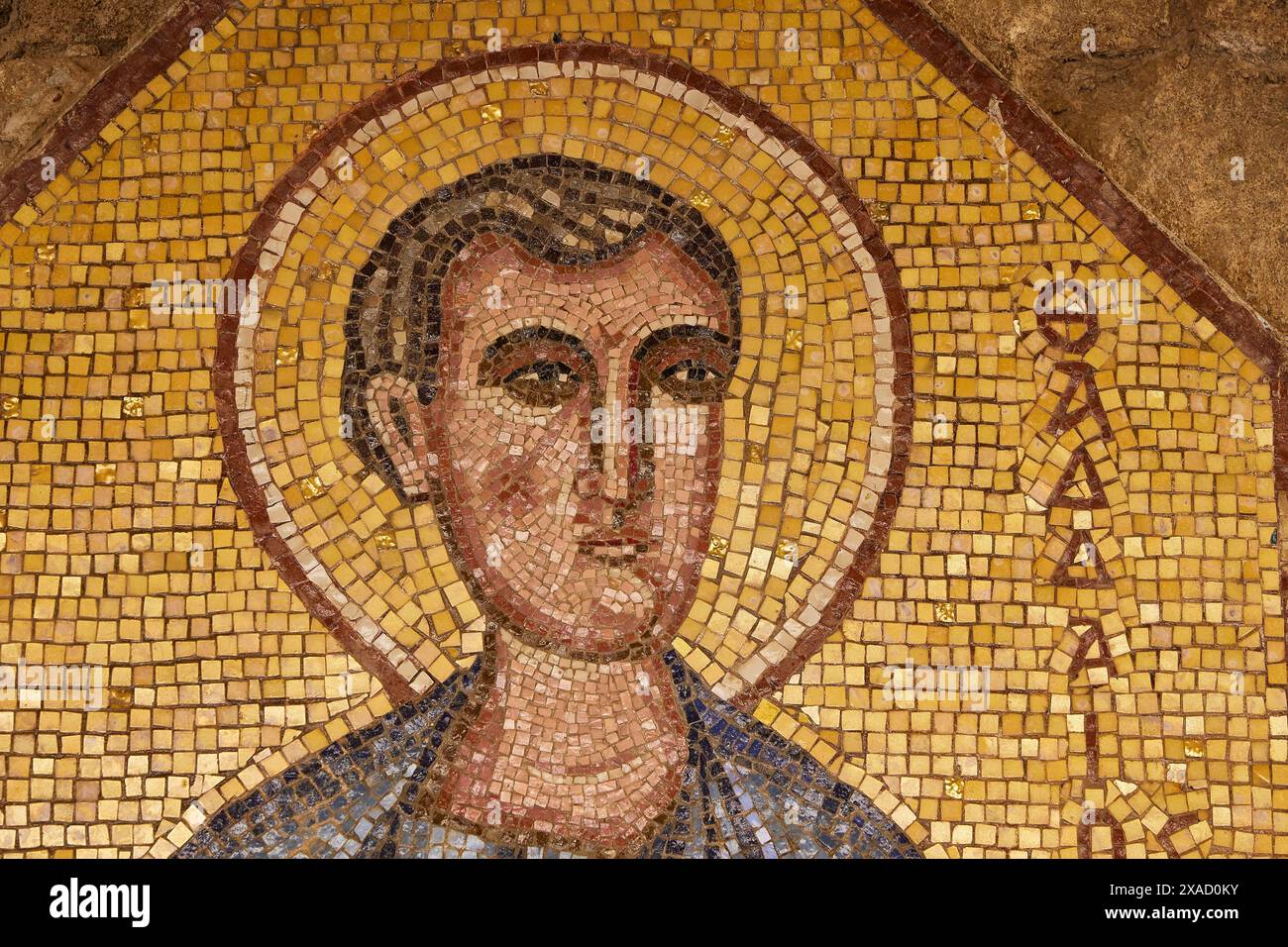 Monastery of Our Lady of Mount Filerimos, Detailed mosaic of a holy ...