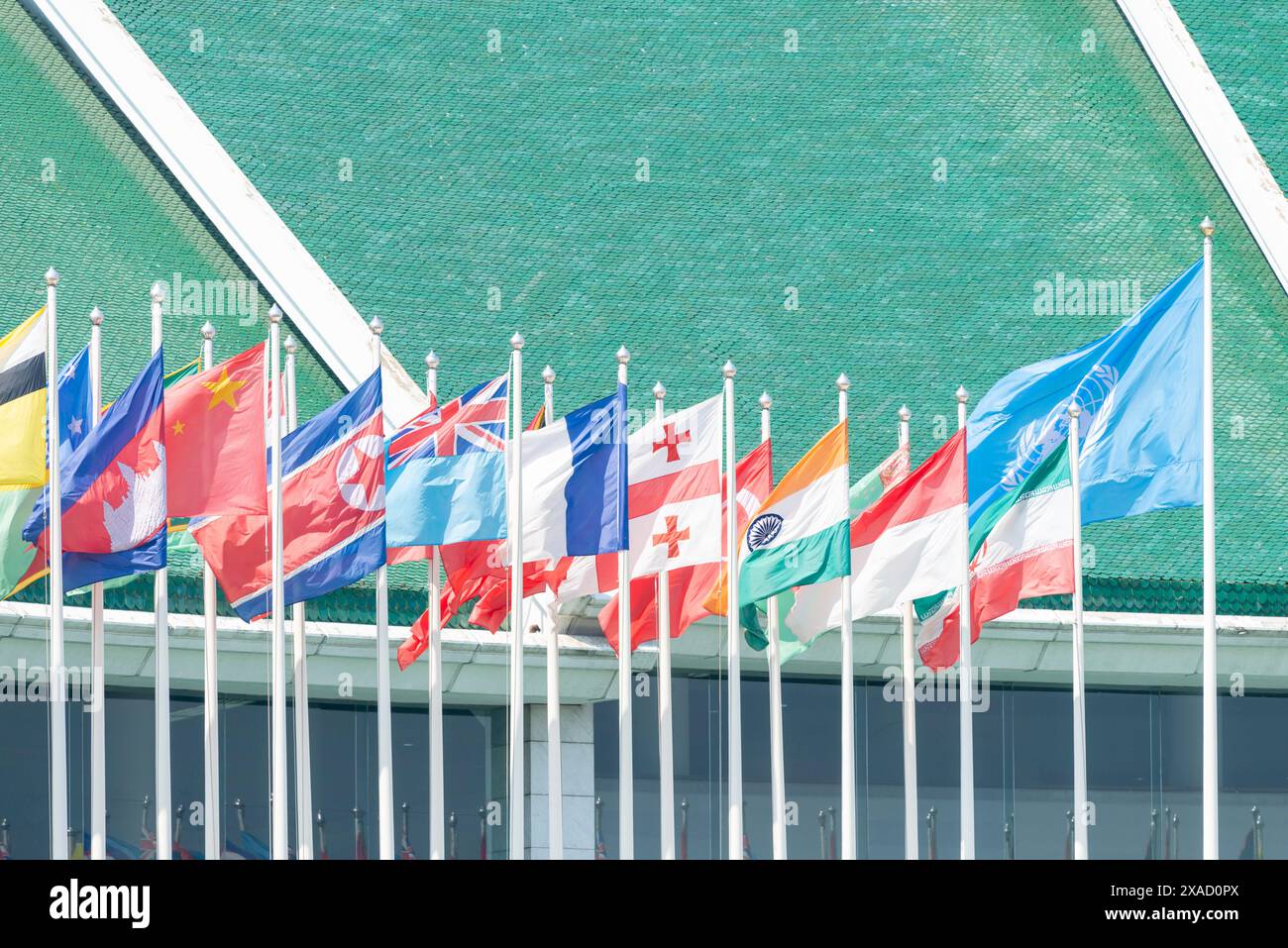 Many flags in front of the United Nations Conference Centre, Bangkok ...