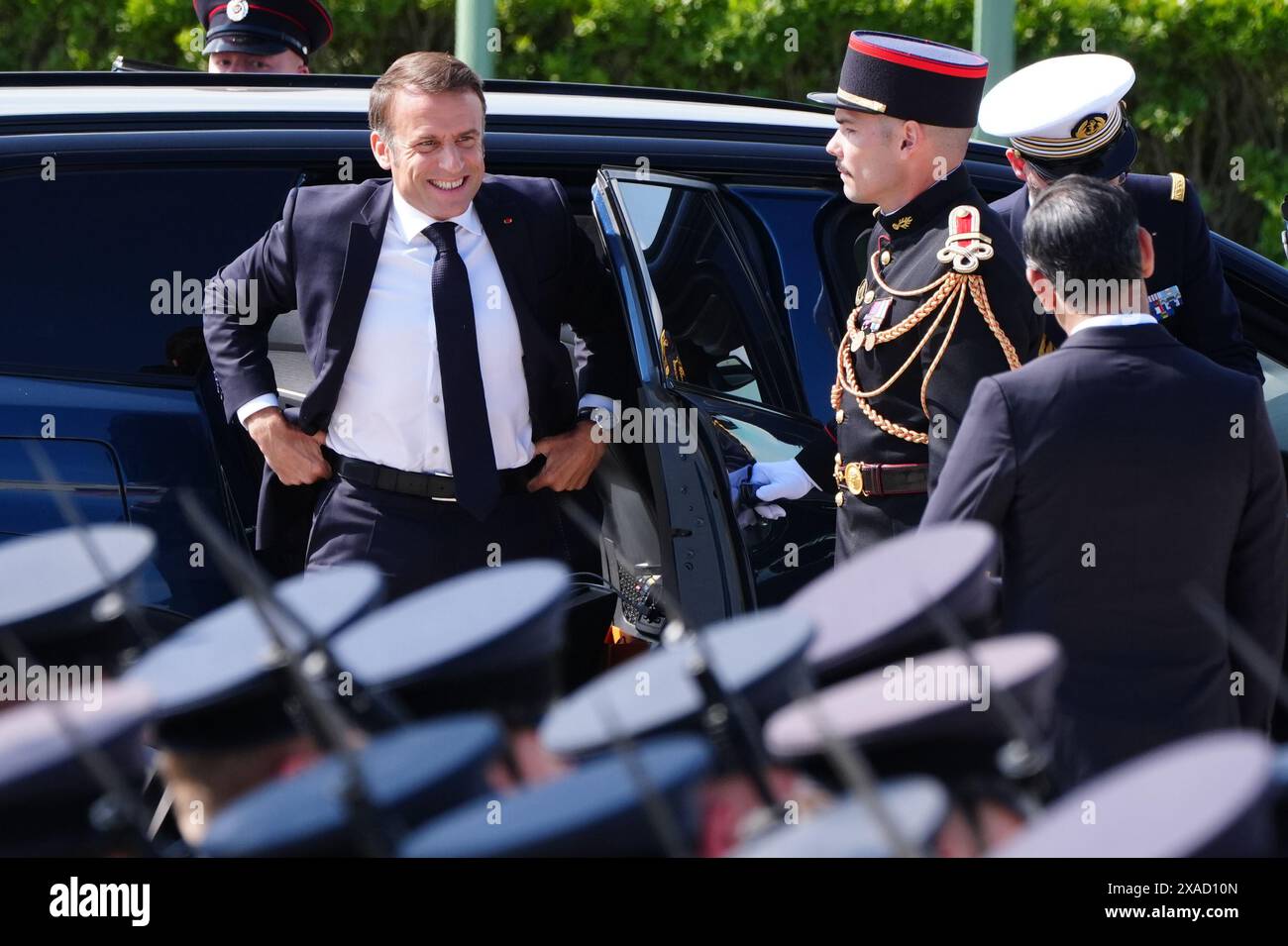 French President Emmanuel Macron arriving ahead of the UK national ...