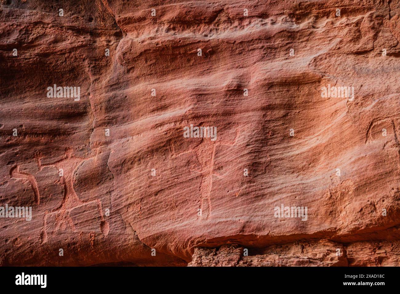 close up of 2000 years old Anfashieh inscriptions of Khazali canyon ...