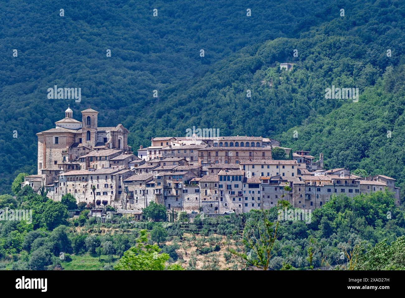 The village of Contigliano in the province of Rieti, with town walls ...