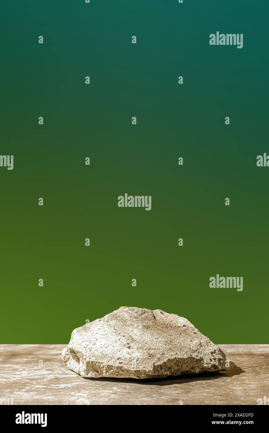 Podium texture stone for presentation on a green gradient background ...