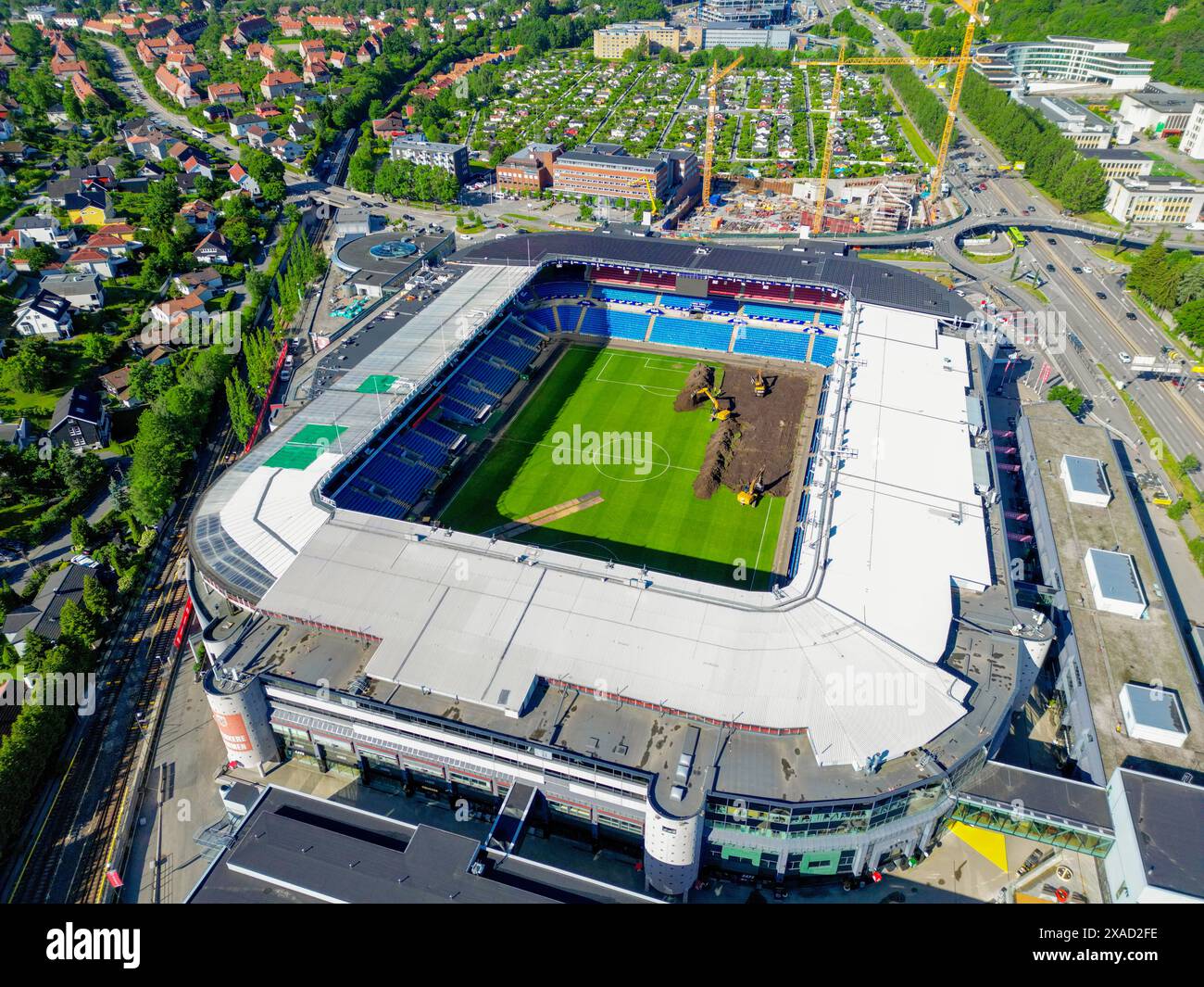 Oslo 20240606. Work to replace the turf at Ullevaal Stadium is underway ...