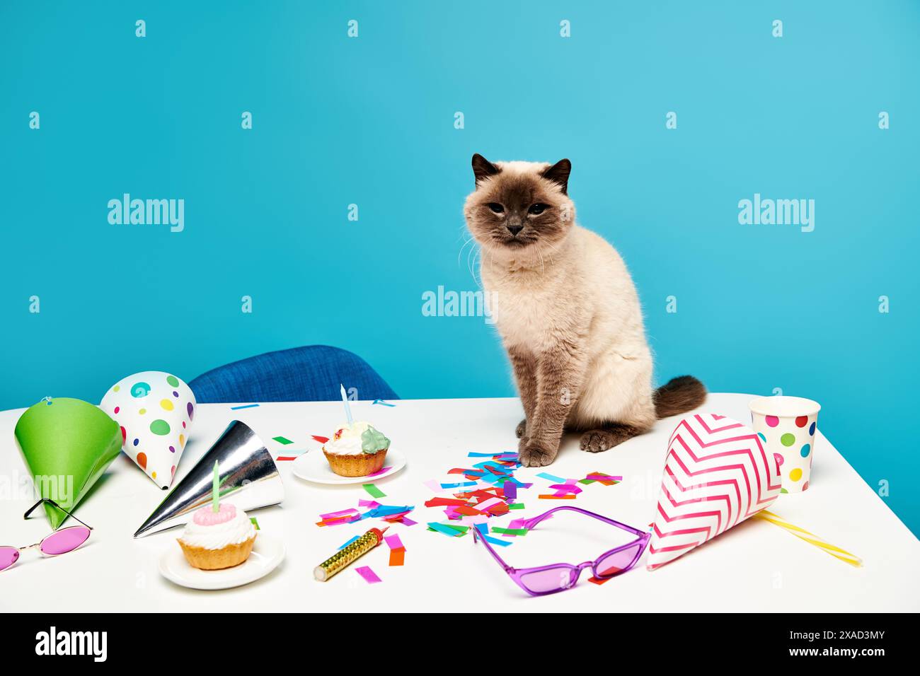 Cat celebrating birthday hi-res stock photography and images - Alamy