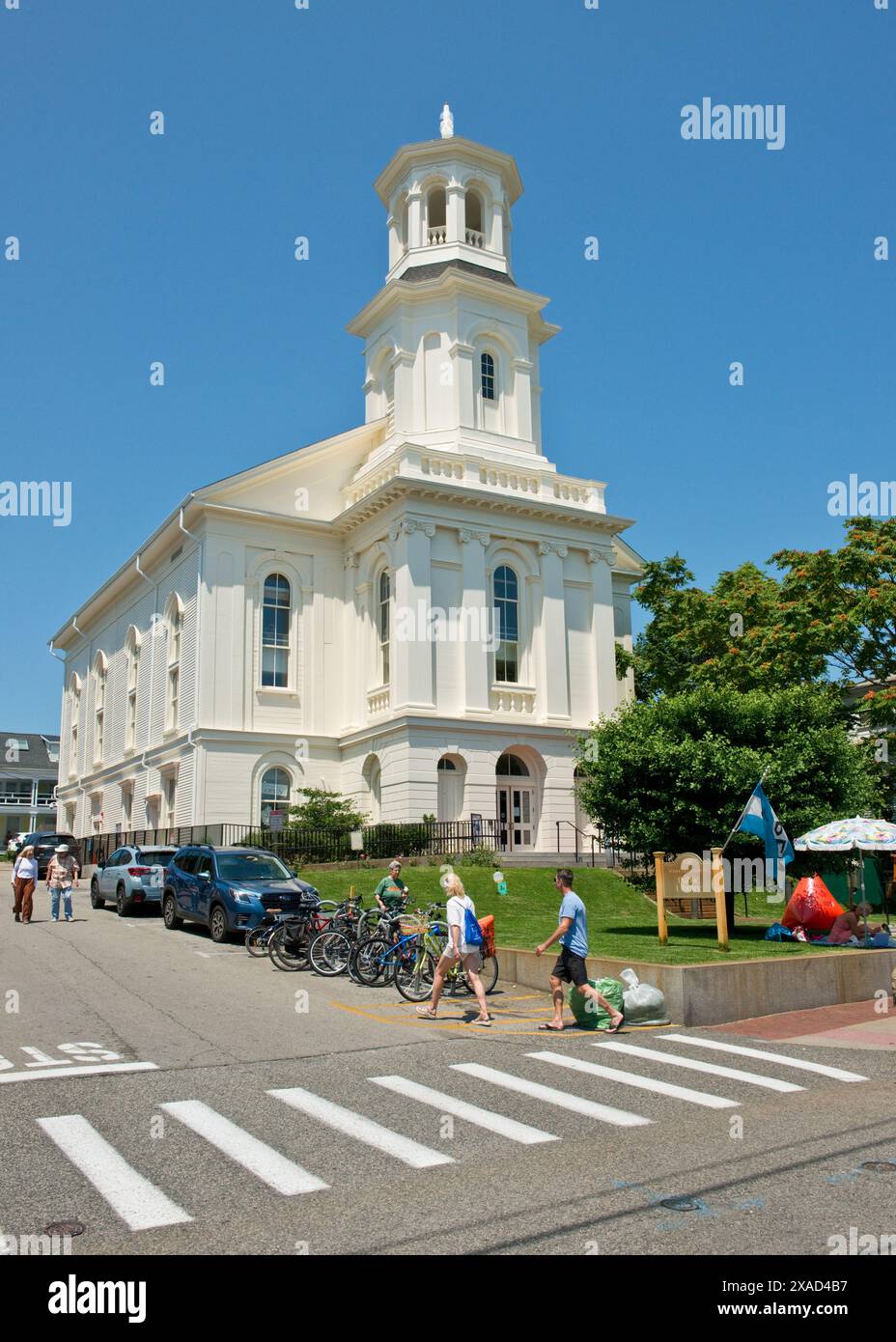 Public Library building on Commercial Street. Provincetown, Cape Cod ...