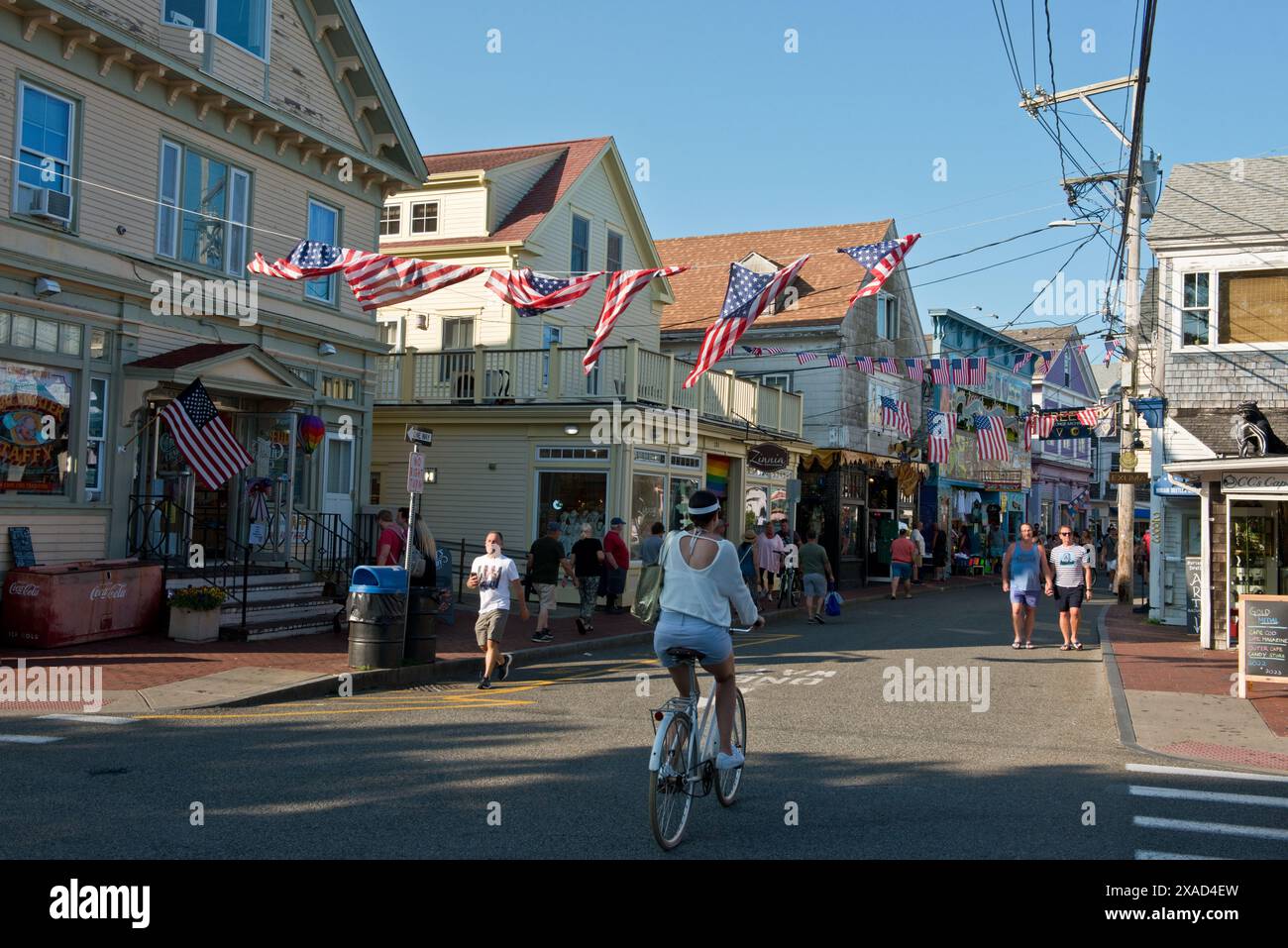 Shops and crowds on Commercial Street. Provincetown, Cape Cod ...