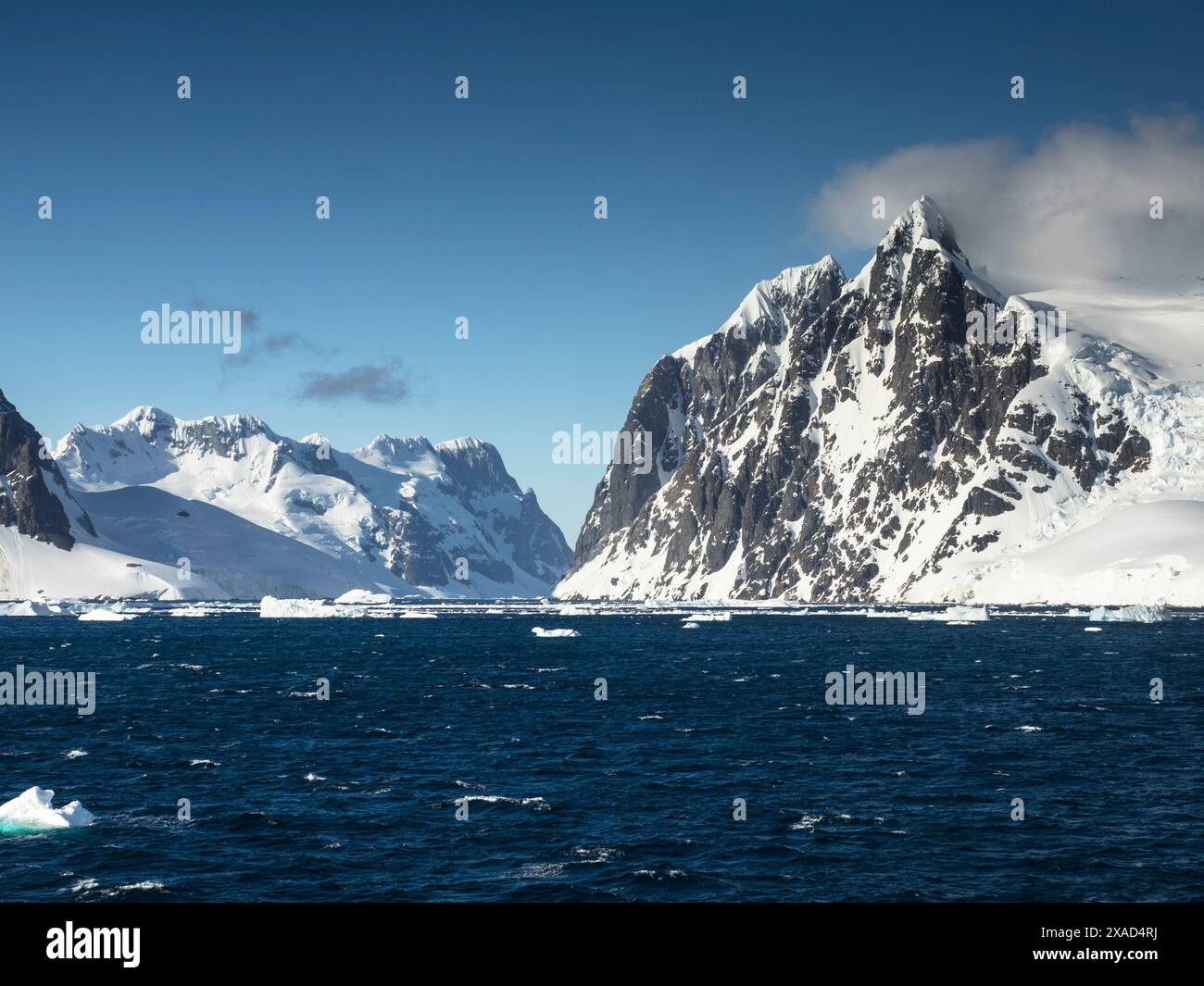 Sea ice (Brash ice) at the Northern entrance to the narrow Lemaire ...
