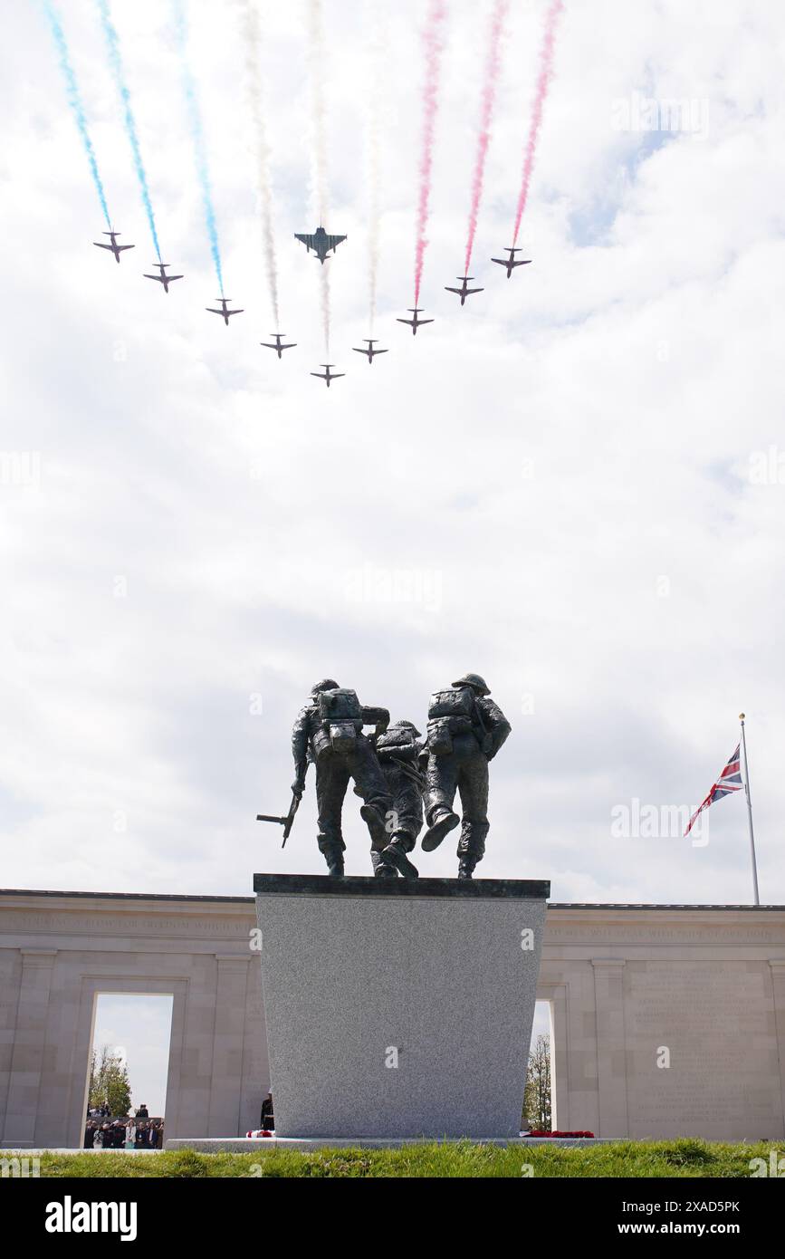 The red Arrows flypast as the end of the UK national commemorative ...