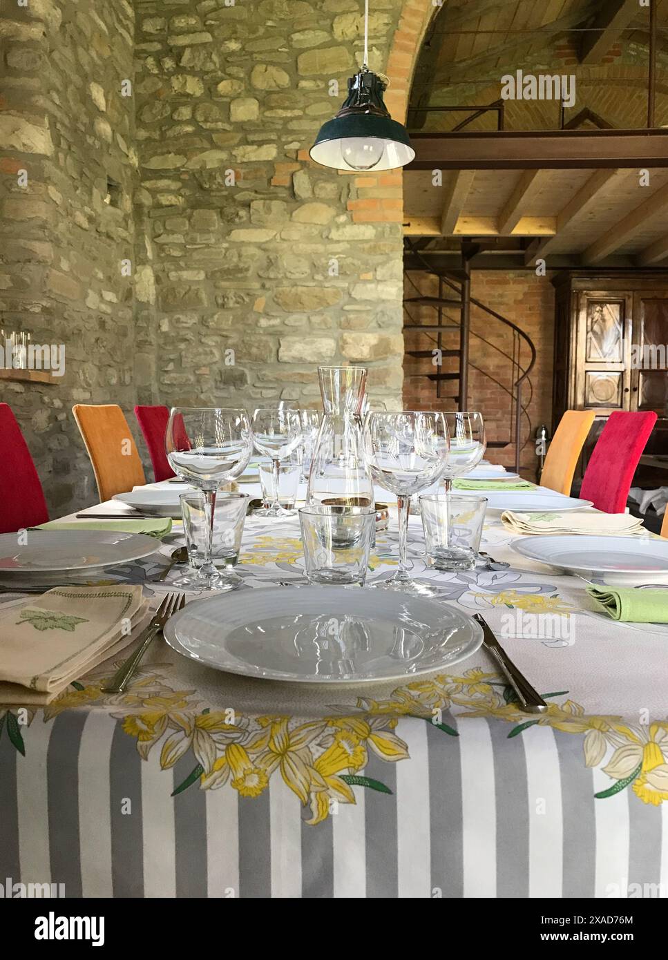 table setting for spring lunch with friend in a rustic loft Stock Photo ...