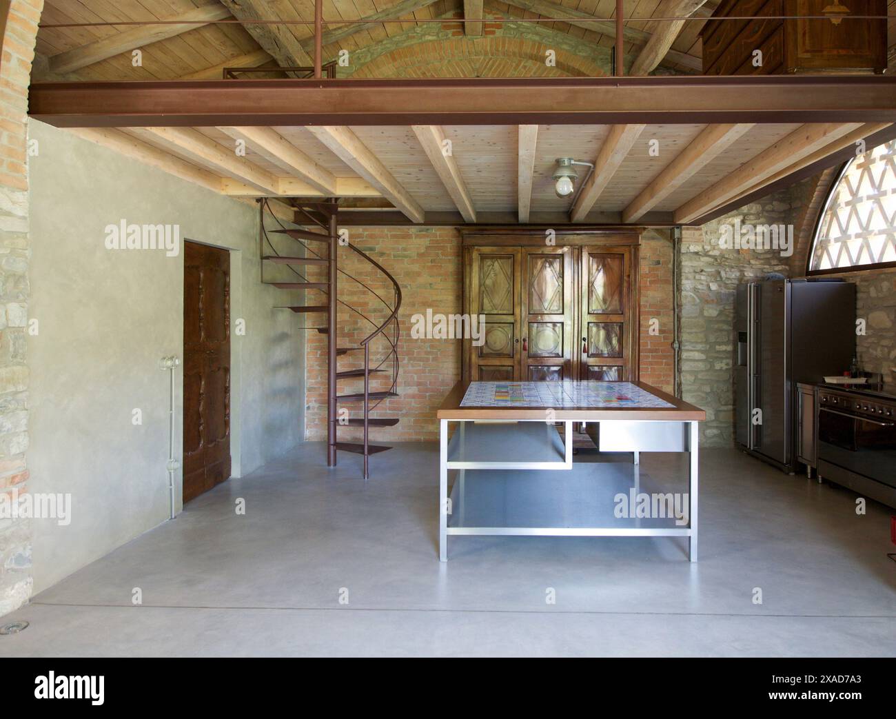 kitchen in a rustic loft Stock Photo - Alamy