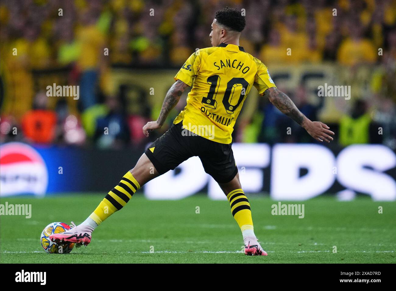 Jadon Sancho of Borussia Dortmund during the UEFA Champions League ...