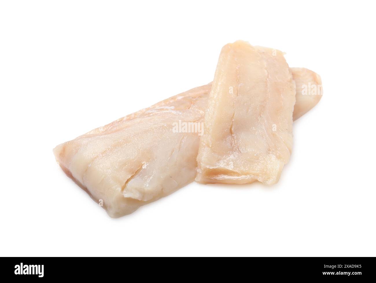 Pieces of raw cod fish isolated on white Stock Photo - Alamy